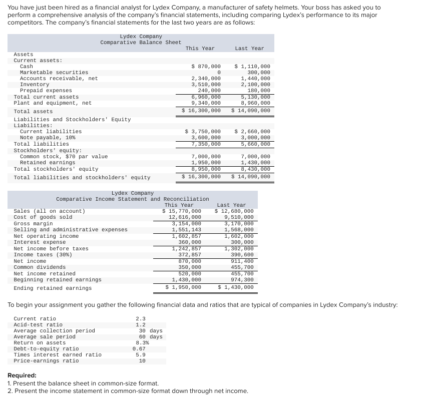 Solved Required: 1. Present the balance sheet in common-size | Chegg.com