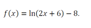 Solved f(x)=ln(2x+6)−8 | Chegg.com