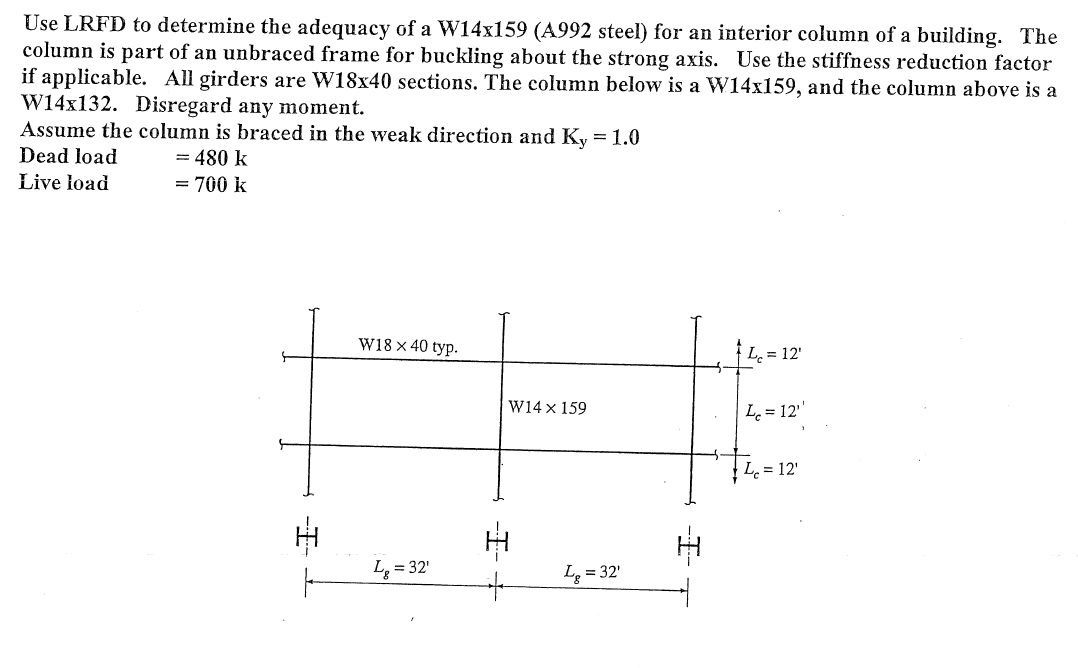 Solved Use LRFD to determine the adequacy of a W14x159 (A992 | Chegg.com