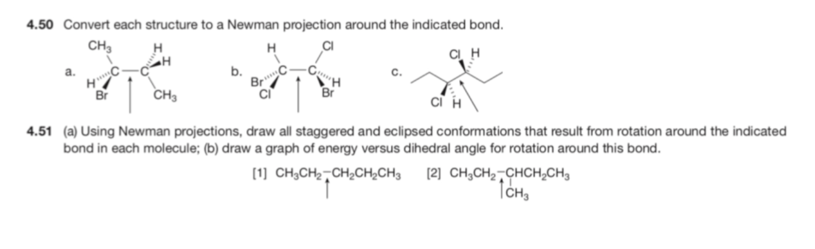 (a) Using Newman projections, draw all staggered and | Chegg.com