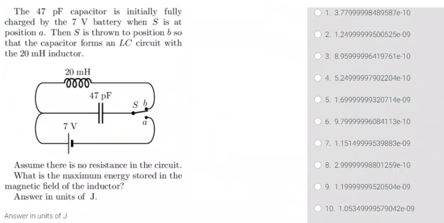 [Solved]: The ( 47 mathrm{pF} ) capacitor is initially