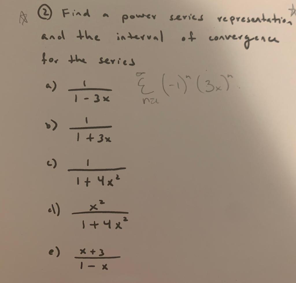 Solved (2) Find power series representation and the interval | Chegg.com