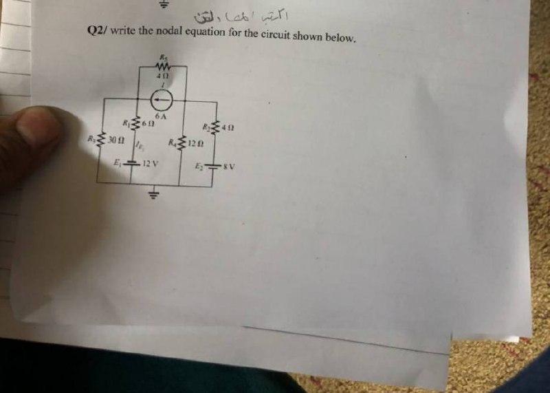 Solved Q2/ write the nodal equation for the circuit shown | Chegg.com
