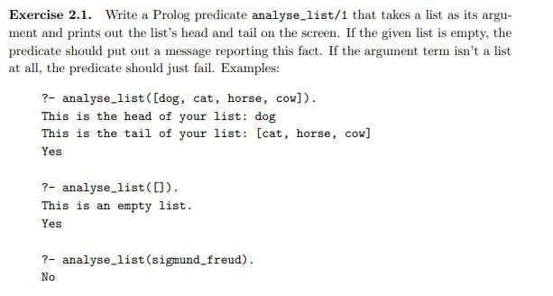 Solved Exercise 21 Write A Prolog Predicate Analyselist1 