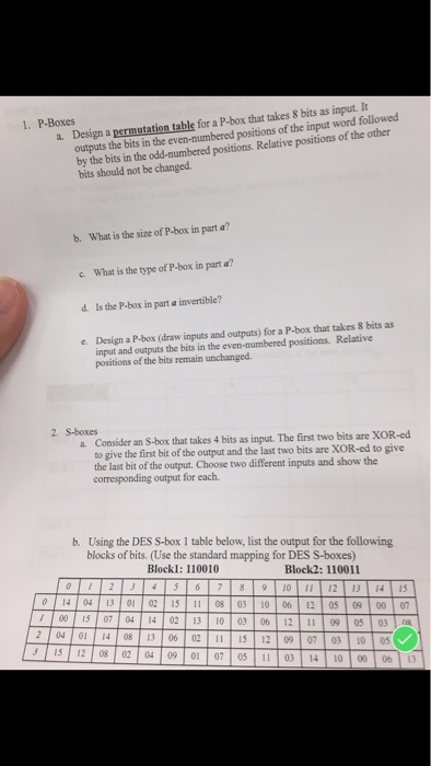 Solved Design a permutation table for a P-box that takes & | Chegg.com