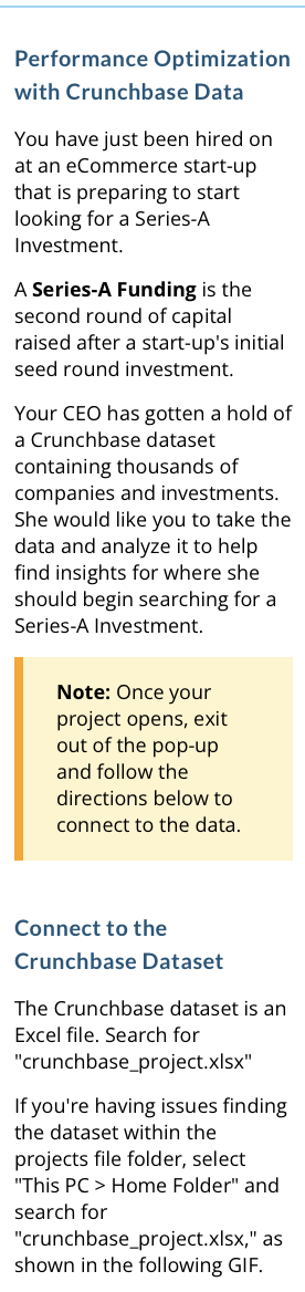 Ө. crunchbase_projectPerformance Optimization with | Chegg.com