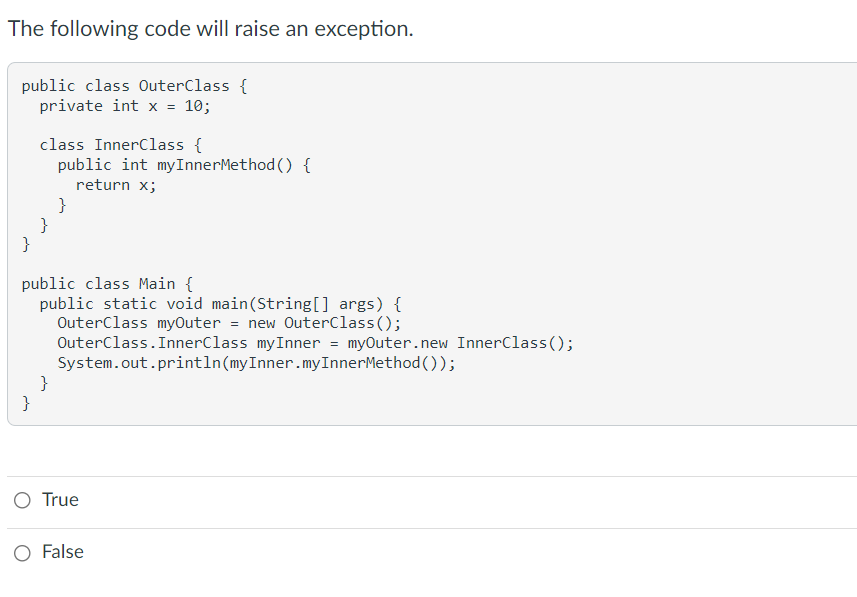 Solved The following code will raise an exception. public | Chegg.com