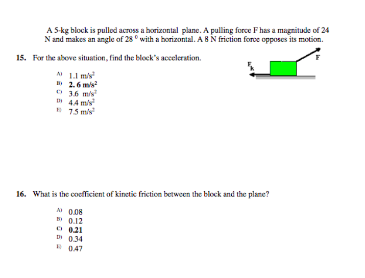 Solved A 5-kg block is pulled across a horizontal plane. A | Chegg.com