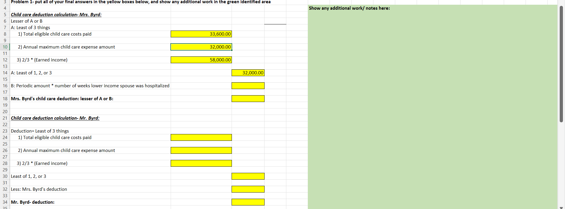 Solved 2 Problem 1: Chapter 9: Child Care Deduction 3 | Chegg.com