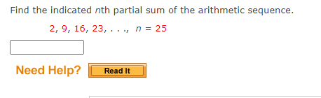 Solved Find the indicated nth partial sum of the arithmetic | Chegg.com