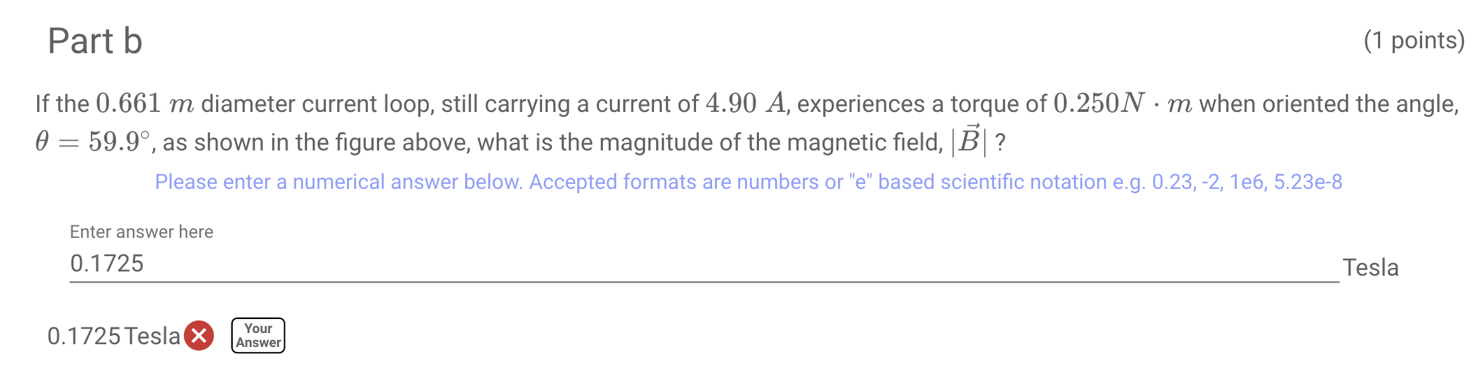Solved Part b (1 points) If the 0.661 m diameter current | Chegg.com