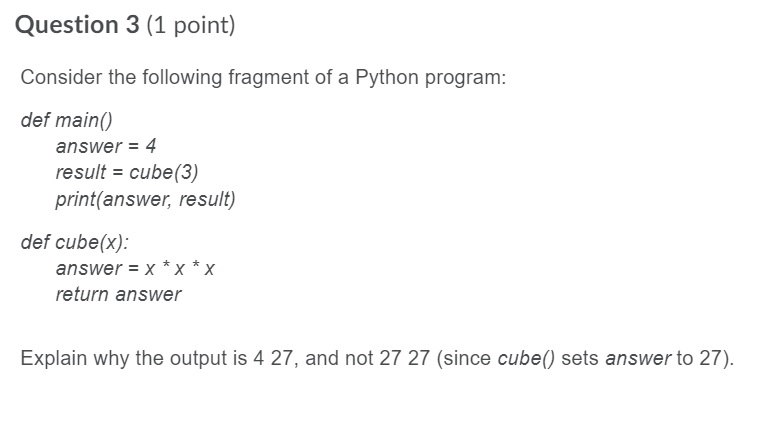 Solved Question 3 (1 point) Consider the following fragment | Chegg.com