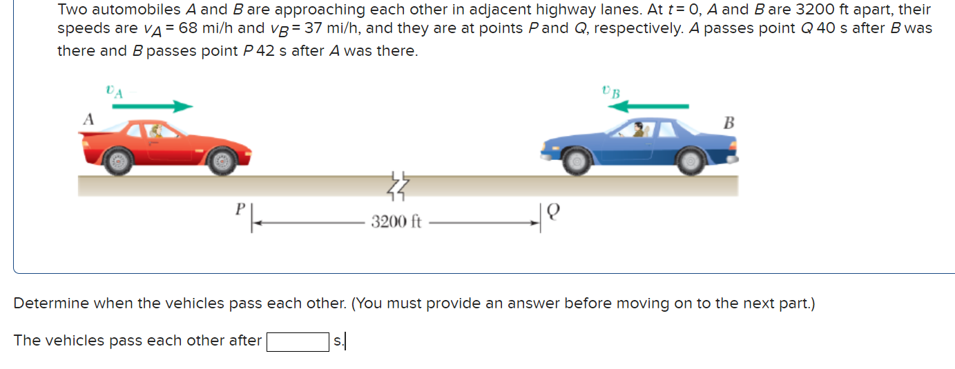 Solved Two automobiles A and B are approaching each other in | Chegg.com