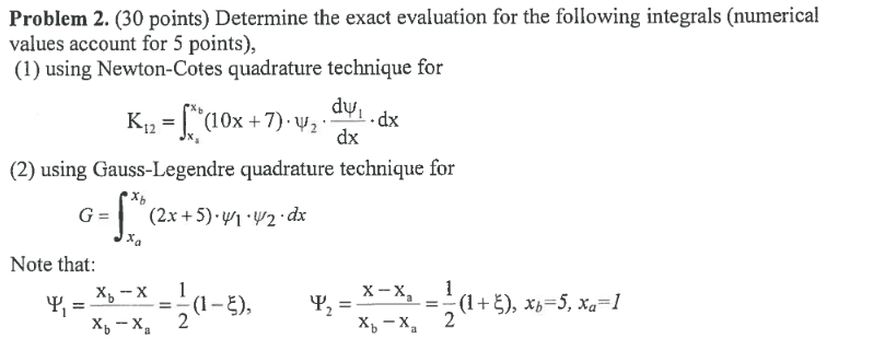 Solved Problem 2. (30 points) Determine the exact evaluation | Chegg.com