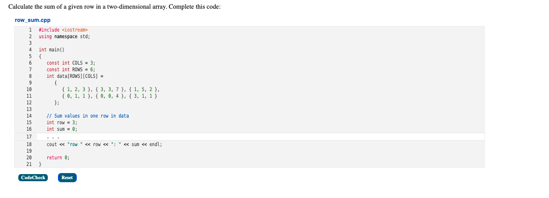 Solved Calculate The Sum Of A Given Row In A Two dimensional Chegg