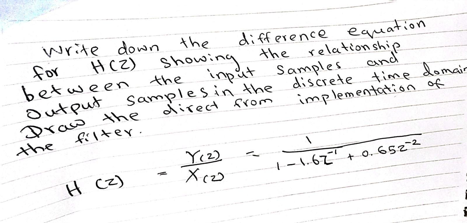 Solved Write down the difference equation for H(2) showing | Chegg.com
