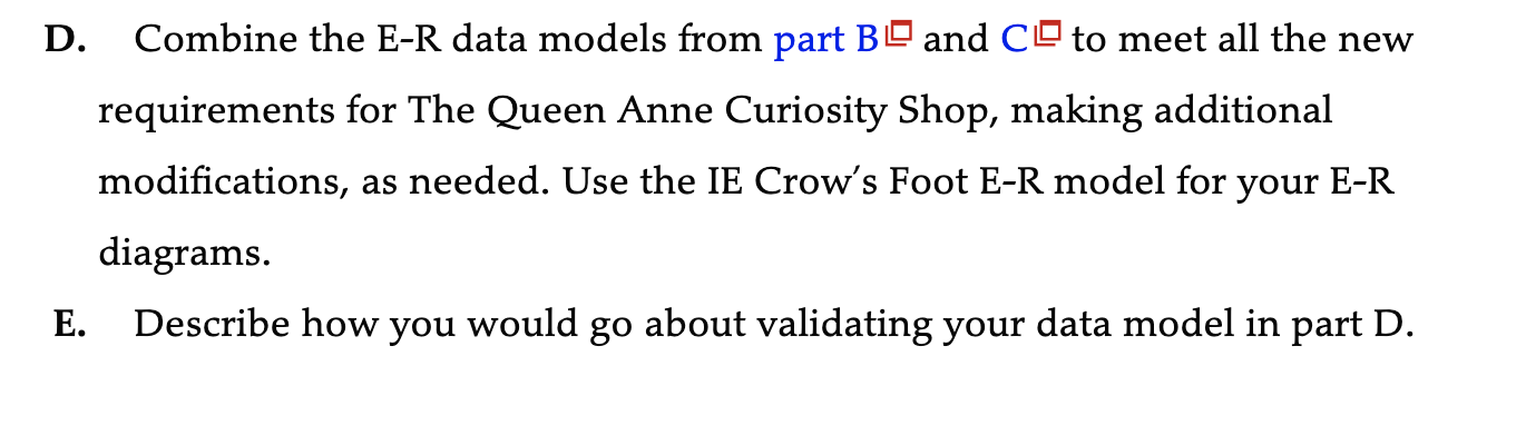 Solved The Queen Anne Curiosity Shop Project Questions The | Chegg.com