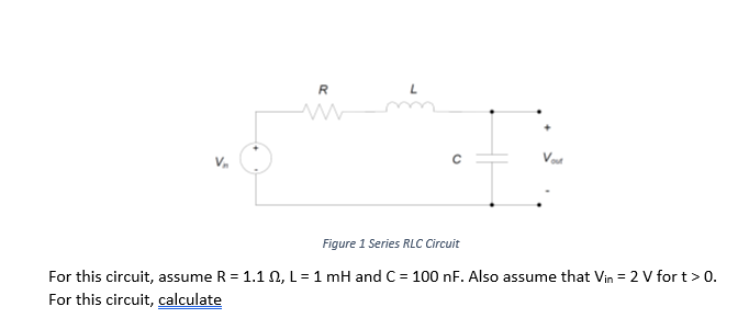 Solved Figure 1 Series RLC Circuit For this circuit, assume | Chegg.com