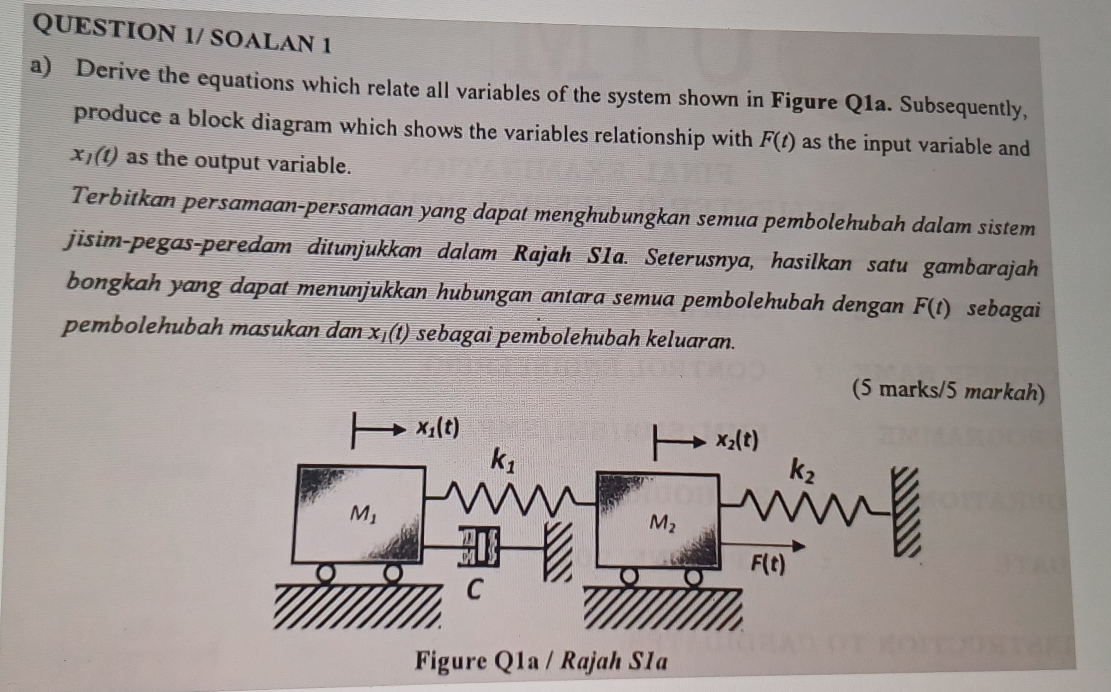 Solved QUESTION 1/ SOALAN 1 a) Derive the equations which | Chegg.com