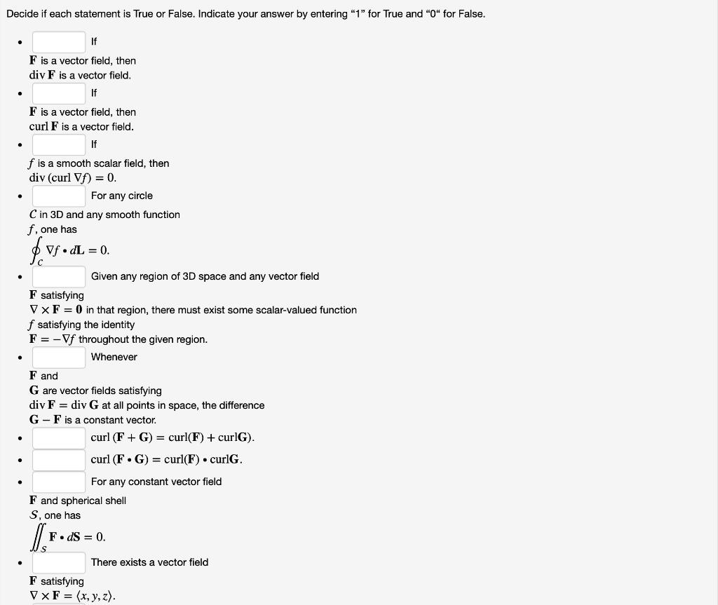 Solved Decide if each statement is True or False. Indicate | Chegg.com