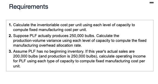 Solved Planet Light First (PLF), a producer of | Chegg.com