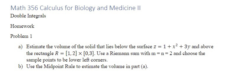 Solved Math 356 Calculus for Biology and Medicine II Double | Chegg.com