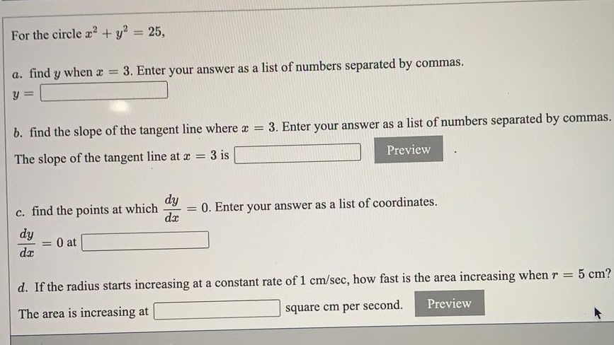 Solved For The Circle X2 Y2 25 A Find Y When X 3 Chegg solved-for-the-circle-x2-y2-25-a-find-y-when-x-3-chegg