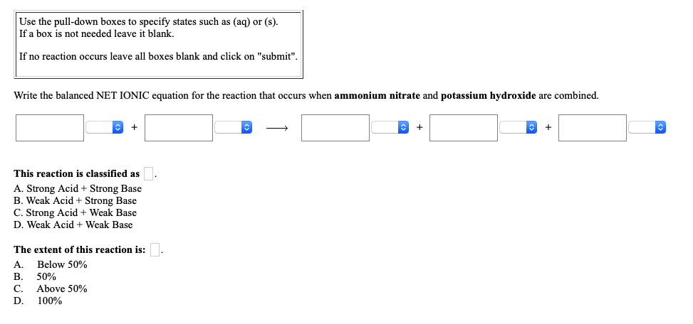 Solved Use the pull-down boxes to specify states such as | Chegg.com