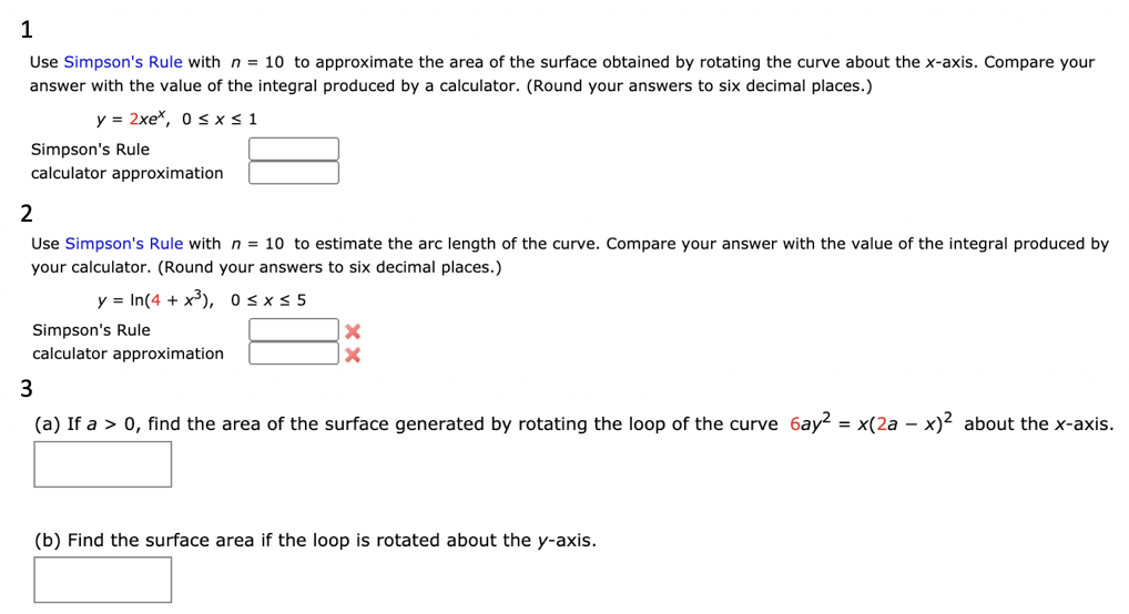 Solved 1 Use Simpson's Rule with n = 10 to approximate the | Chegg.com