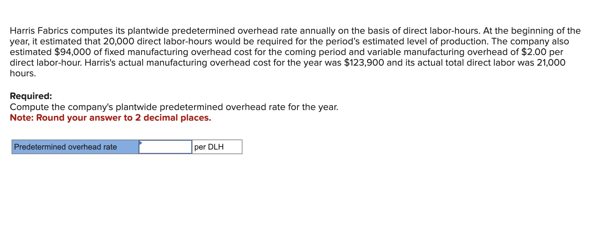 Solved Luthan Company uses a plantwide predetermined | Chegg.com