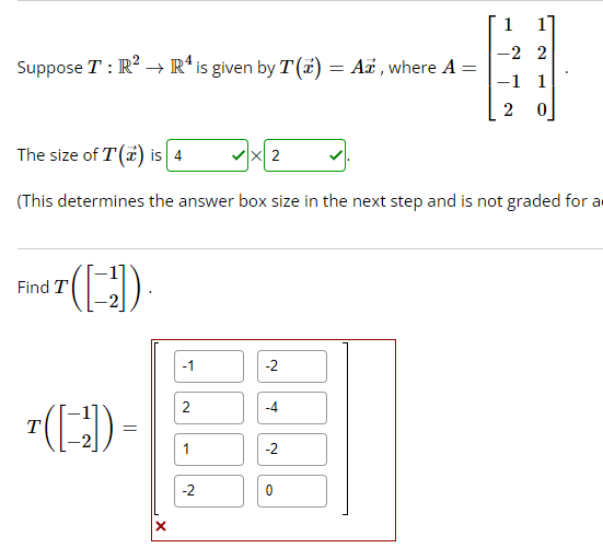 Solved Suppose T:R2→R4 is given by T(x)=Ax, where | Chegg.com