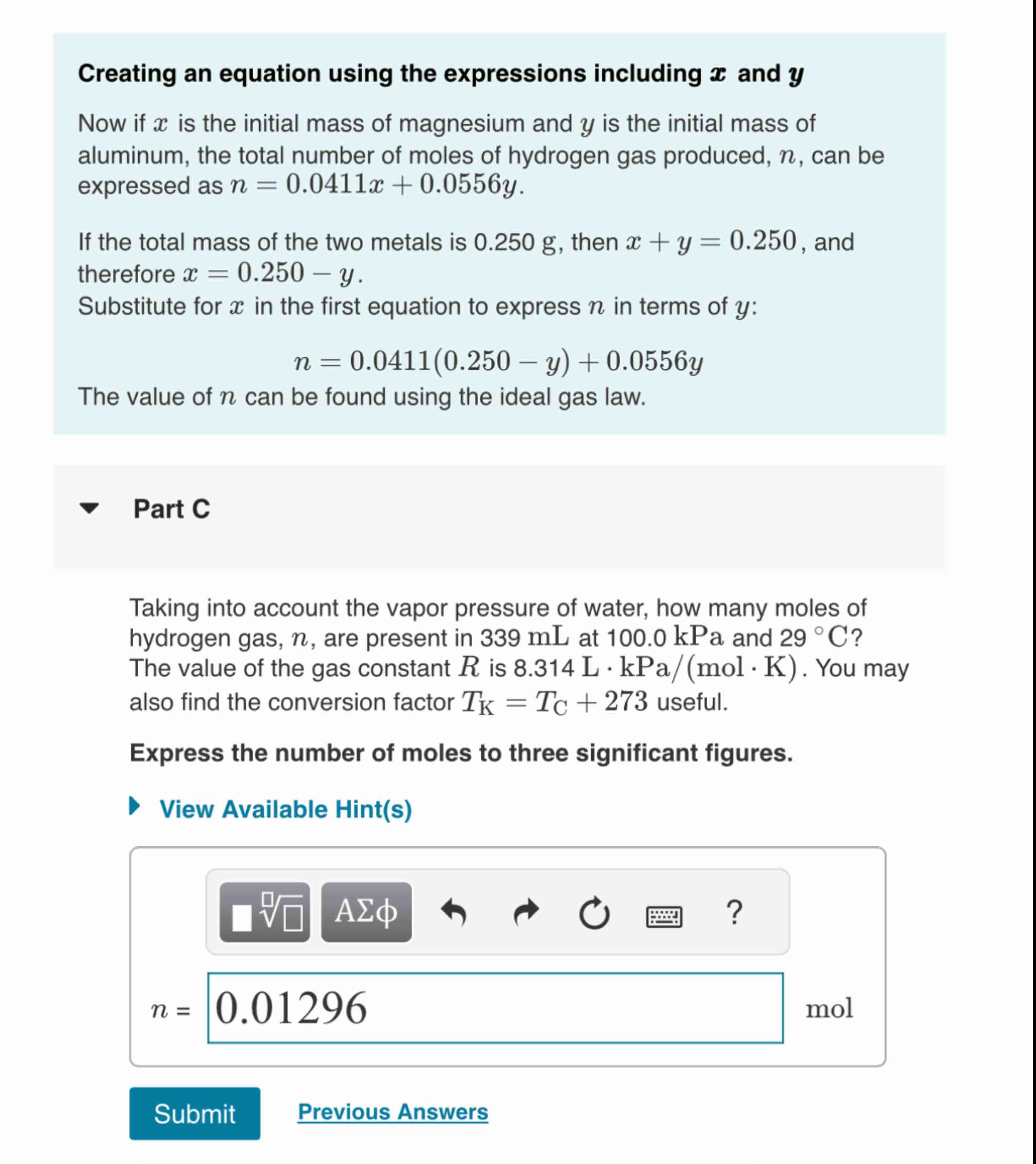 Creating an ﻿equation using the expressions including | Chegg.com