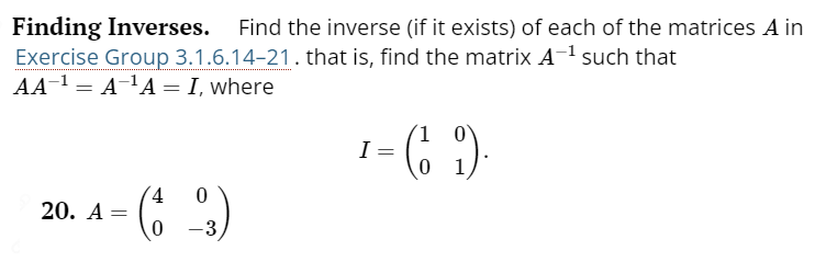 Solved Finding Inverses. Find the inverse (if it exists) of | Chegg.com