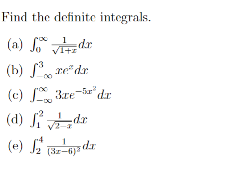 Solved Find the definite integrals. (a) ∫0∞1+x1dx (b) | Chegg.com