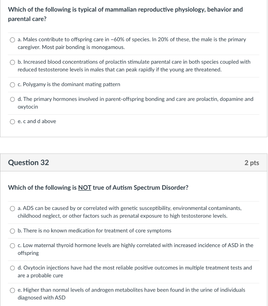 Solved Which of the following is typical of mammalian | Chegg.com