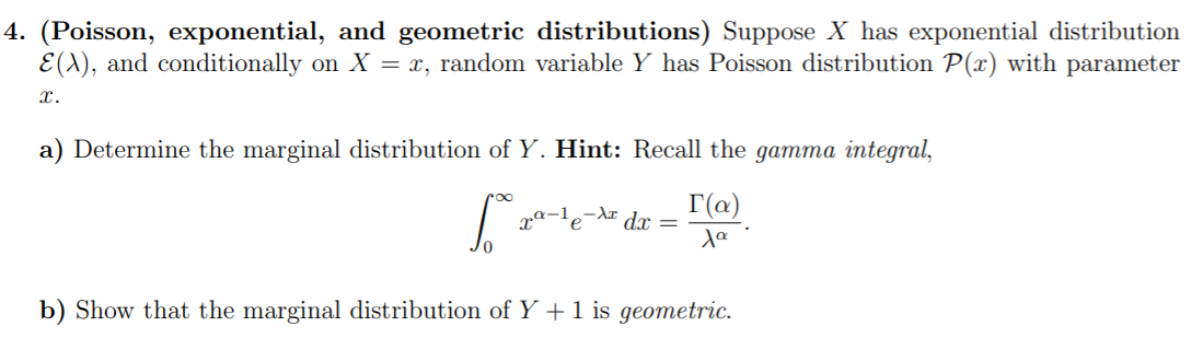Solved 4. (Poisson, exponential, and geometric | Chegg.com