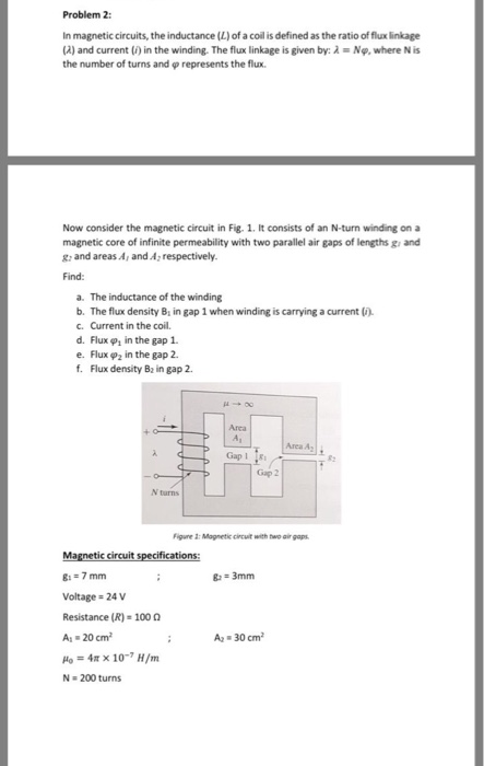 Solved Problem 2 In magnetic circuits, the inductance (L) of | Chegg.com