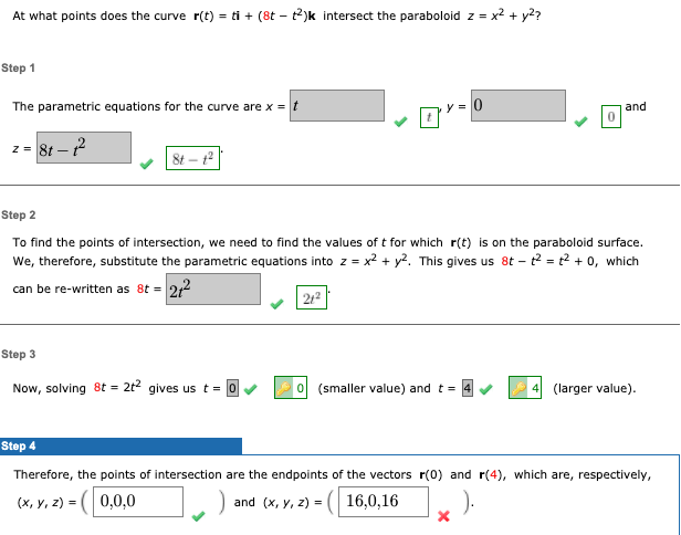 Solved At what points does the curve r(t) = ti + (8t - t?)k | Chegg.com