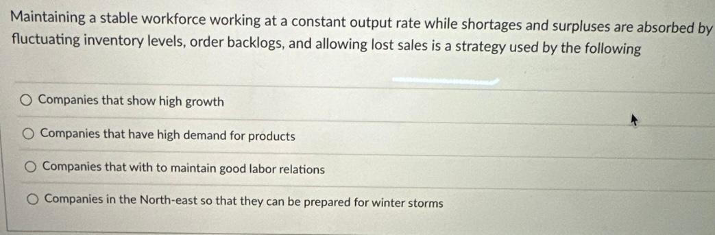 Solved Maintaining a stable workforce working at a constant | Chegg.com