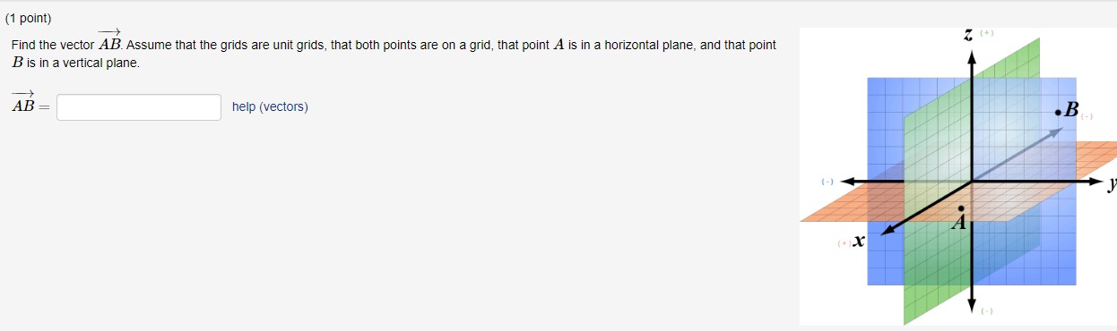 Solved (1 point) Find the vector AB. Assume that the grids | Chegg.com