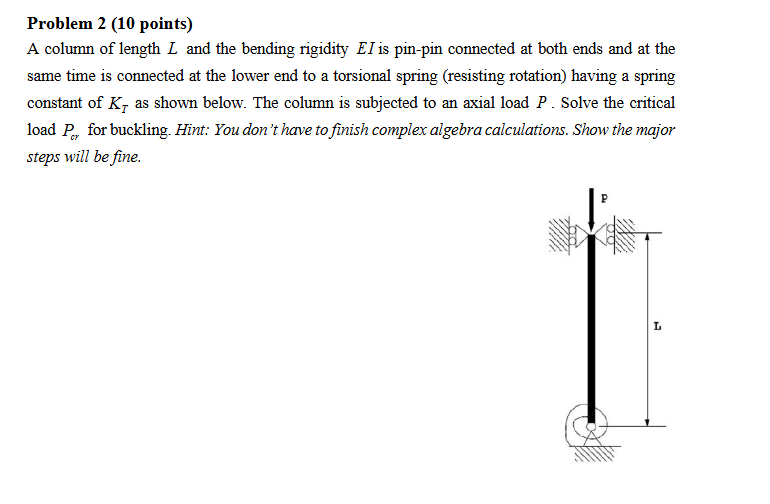 Solved Problem 2 (10 ﻿points)A column of length \( ﻿L \) | Chegg.com