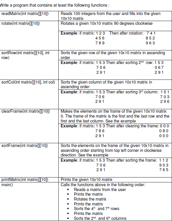 Solved Write a C program that contains at least the | Chegg.com