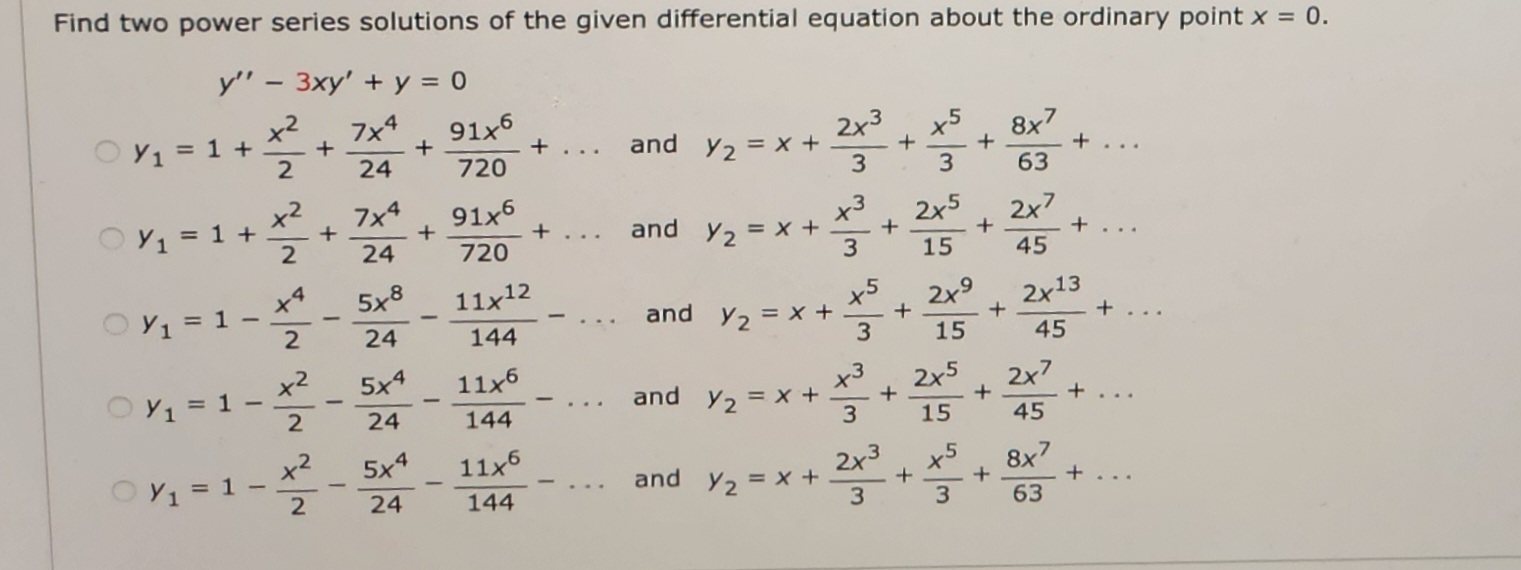 Solved wo power series solutions of the given differential | Chegg.com