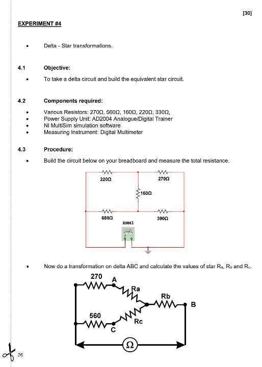 Solved EXPERIMENT #4Delta - ﻿Star transformations.4.1 | Chegg.com