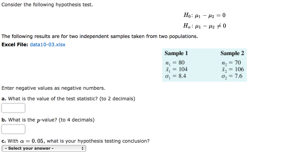 Solved Consider the following hypothesis test. The following | Chegg.com