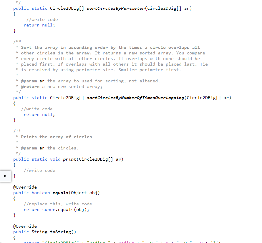 Solved */public static Circle2DBig[] | Chegg.com