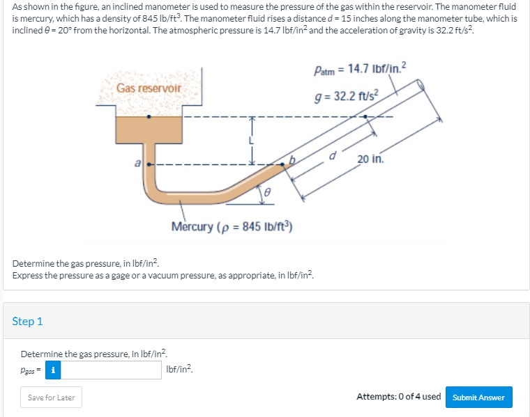 Solved As shown in the figure, an inclined manometer is used | Chegg.com