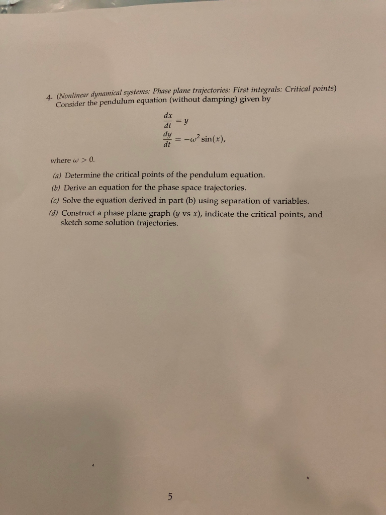 Solved 4. Nonlinear dynamical systems: Phase plane | Chegg.com