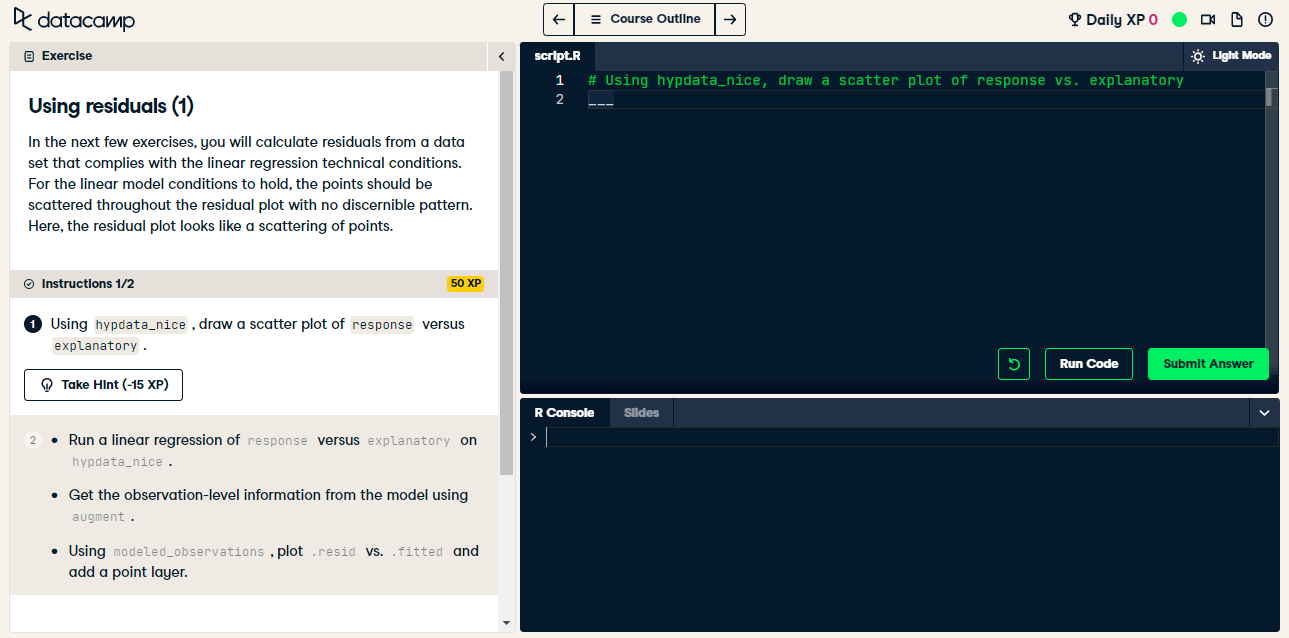 datacamp = Course Outline 9 Daily XPO Exercise | Chegg.com
