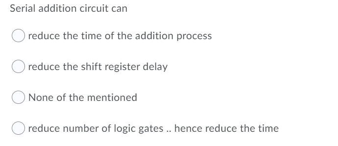 Solved Serial addition circuit can reduce the time of the | Chegg.com